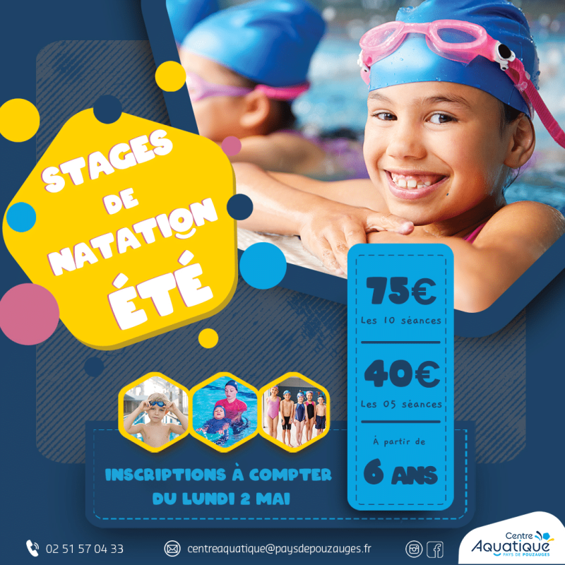 Stage de natation vacances d'été 2023 | Centre aquatique Pays de Pouzauges